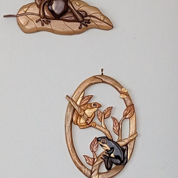 Beautifully Hand Crafted 3 Dimensional Intarsia Wood Art FROG MATES ...