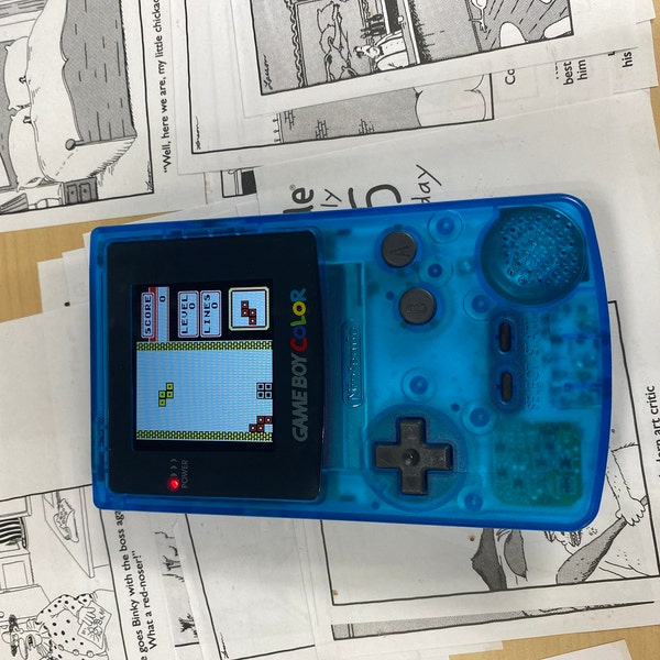 Console Gameboy Color Clear Blue Refurbished With IPS V2 Backlit Bright ...