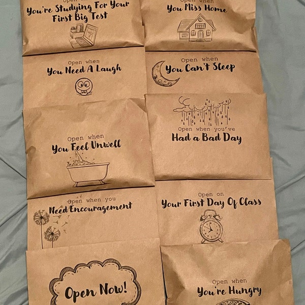 Open When Envelopes, Personalised Gift, College Gift, Long Distance ...