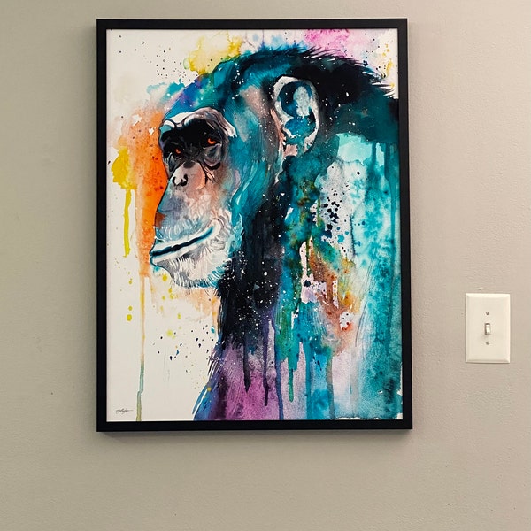 Colorful Chimp Chimpanzee Limited Edition Watercolor Art Print by ...