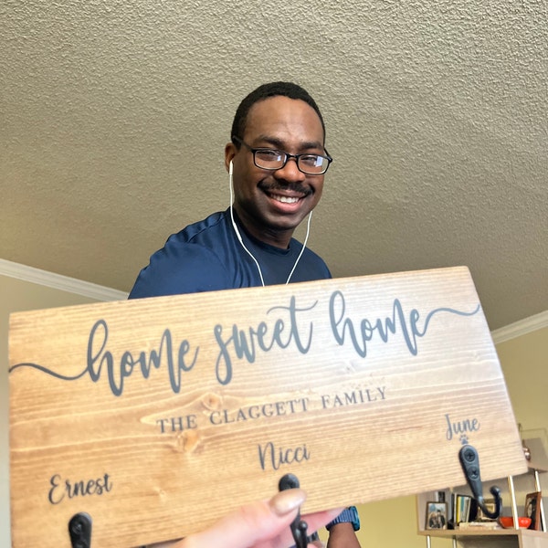 Home Sweet Home Personalized Key Holder for Wall, Christmas Gifts for ...