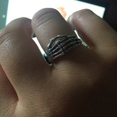 Sterling Silver Skeleton Hand Ring - Etsy