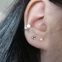 Moon Phases Conch Hoop, Celestial Conch Piercing 14 Gauge, Conch Hoop ...