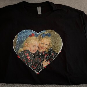 Personalized Heart Shaped Sequin With Picture Unisex Shirt, Custom ...