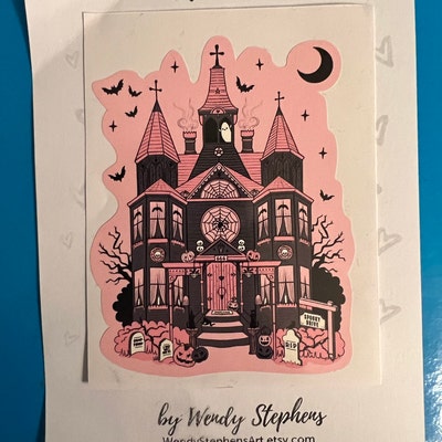 Haunted House LARGE Sticker, Spooky House Art, Gothic Stickers - Etsy