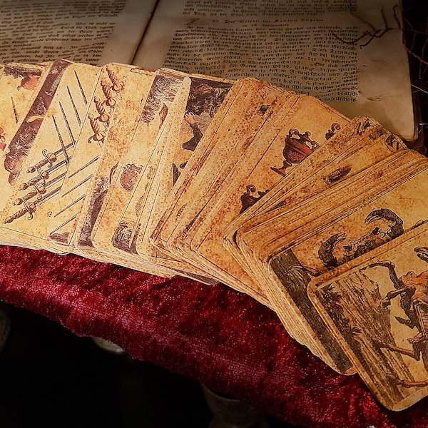 Handmade Antique Italian Tarot Cards Deck, 97 Cards - Etsy