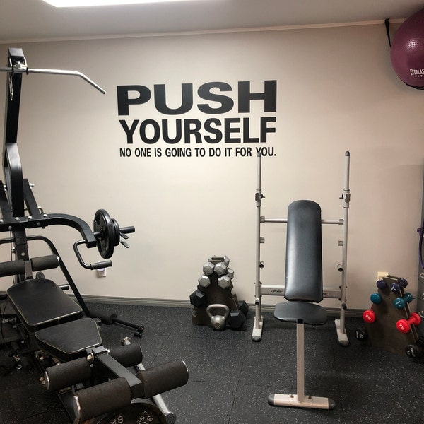 Wall Decal, Push Yourself, Gym Decal, Workout Decal, Fitness Decal ...