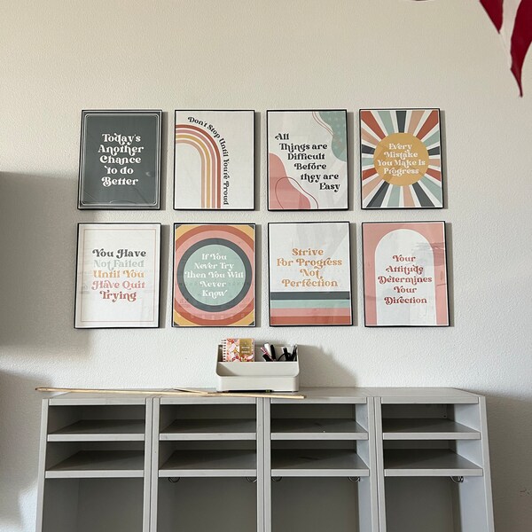 Growth Mindset Editable Classroom Printable Posters, Modern Boho ...