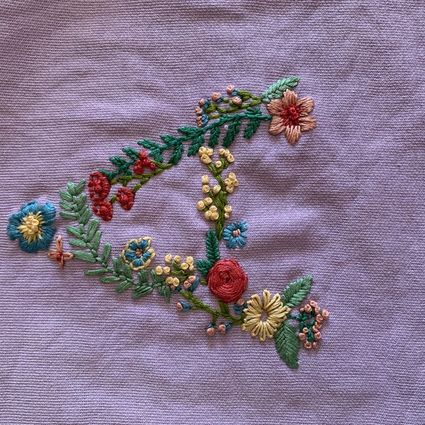 Letter M Botanical Embroidery Design | Floral Monogram PDF Embroidery ...