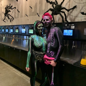 Rave Costume in Blue & White, One Piece Festival Catsuit , Rave Unitard ...