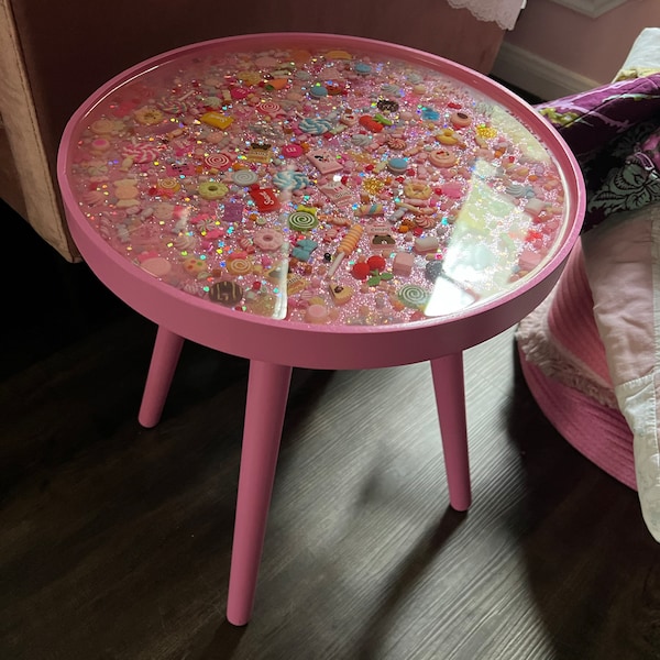 Table Pink Candy Resin Pink Kitsch Sweets & Candy Coffee Table Side ...