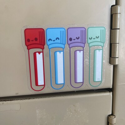 Transparent Blood Tube Vinyl Sticker, Phlebotomy Sticker, Biology ...