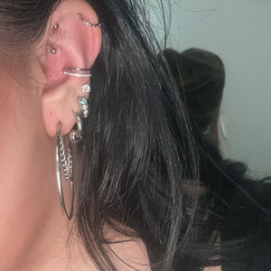 ASTM F136 Titanium Conch Labret, Curved Gem and Bead Conch Earring ...