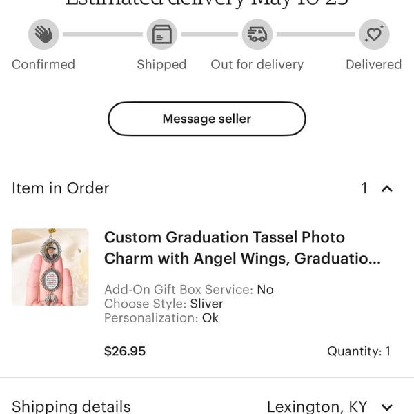 Custom Graduation Tassel Photo Charm With Angel Wings, Graduation ...