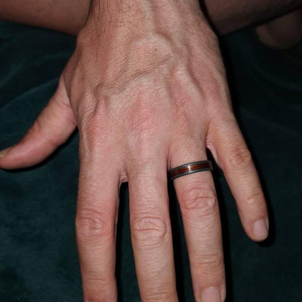Pair of Wedding Rings and Rosewood Wood, Silver and Fire-blackened ...