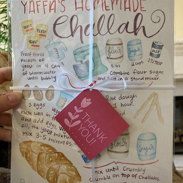 Illustrated Recipe - Custom Hand-painted Watercolor Recipe Art - Etsy