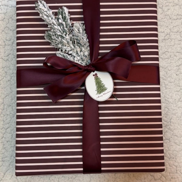 Evergreen Striped Wrapping Paper Holiday Gift Wrap Christmas Party Gift ...
