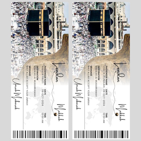 Hajj Boarding Pass, Editable Umrah Mubarak Boarding Pass, Hajj Plane ...
