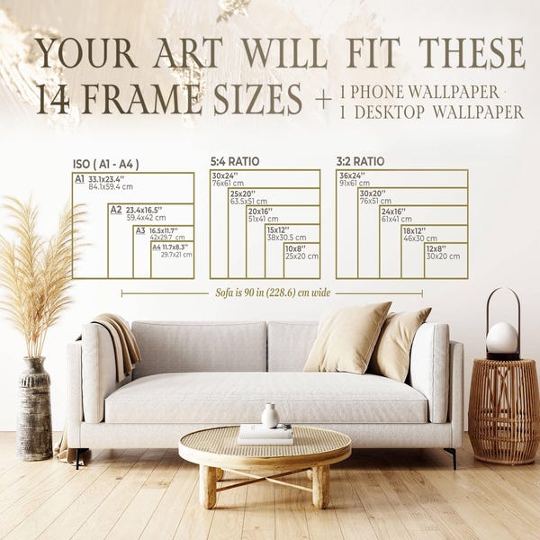 Wall Art Size Guide Horizontal, Poster Size Guide, Print Size Chart ...
