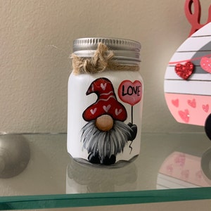 Valentines Day Gnome Mini Mason Jar Love Perfect Mason | Etsy