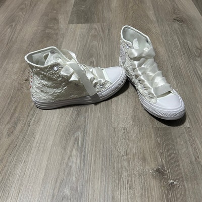 Bling Sneakers for Bride White Lace Bridesmaid Trainers - Etsy