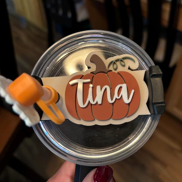Glitter Pumpkin Cup Topper for Stanley Cup Pumpkin Topper Name Plate ...