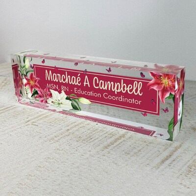 Personalized Desk Name Plate for Office Desk Gold Stripe Design on ...