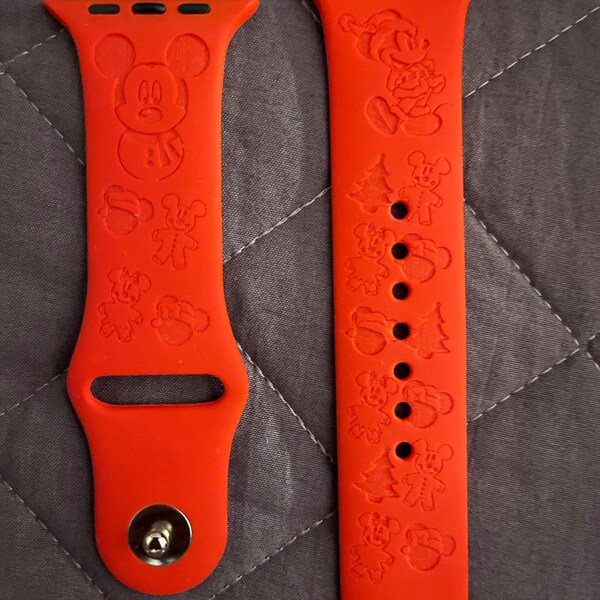 Mickey Christmas Engraved Watch Band, 24 Colors, 38mm 40mm 41mm 42mm ...