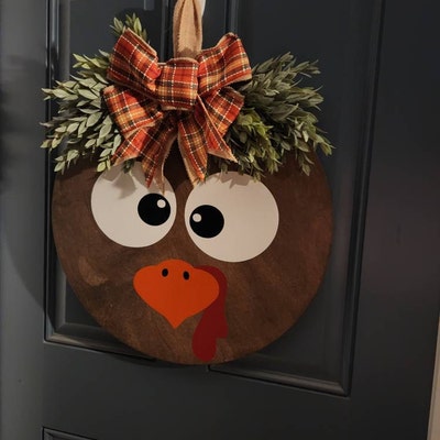 Thanksgiving Front Door Decor Gobble Turkey Front Door Wreath ...
