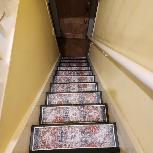 Custom Size Geometric Red Stair Runner Rugs - Non Slip Stair Treads ...