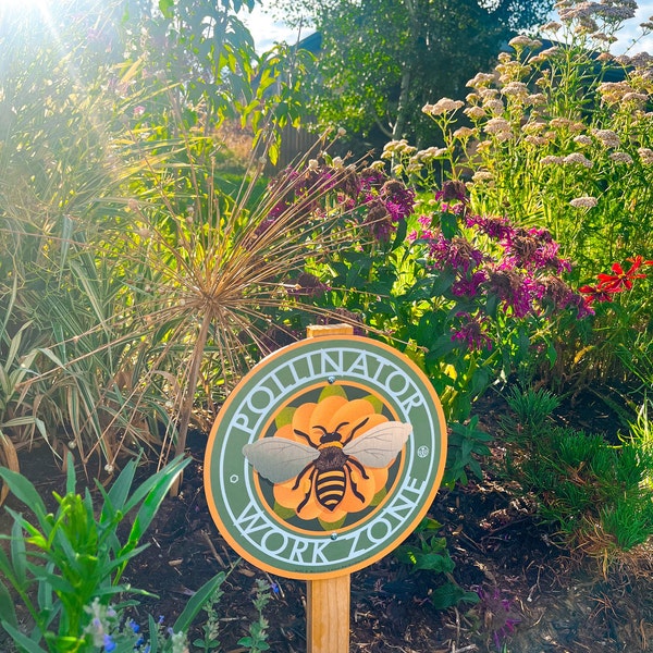 Bees' Pollinator Work Zone - Yard and Garden Sign - Etsy