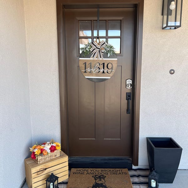 Front Door Decor | Welcome Sign | Address Sign | Year Round Wreath ...