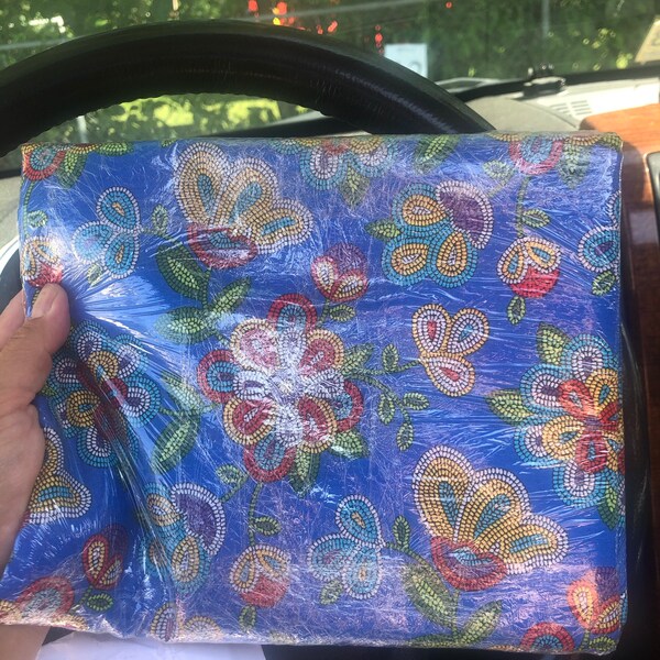 Royal Blue, Native Design, Beadwork Look in Cotton Fabric. - Etsy