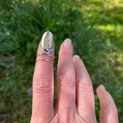 Fingernail Sterling Silver Ring Boho Nail Armor / Finger Nail Stiletto ...