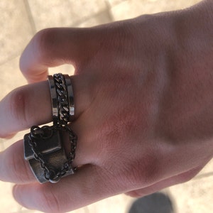 Chain Link Ring Punk Chain Ring Thick Band Ring Large - Etsy UK