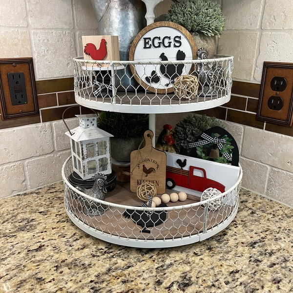 Chicken Tiered Tray Set | Tiered Tray Decor | Mini Sign Set for Trays ...