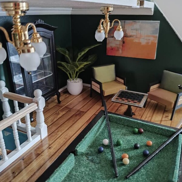 1:12 Dollhouse Roombox Diorama Recreation Room - Decorated and Remote ...