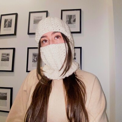 Emerald Green Wool Balaclava, Handmade Chunky Balaclava, Hand Knit Over ...