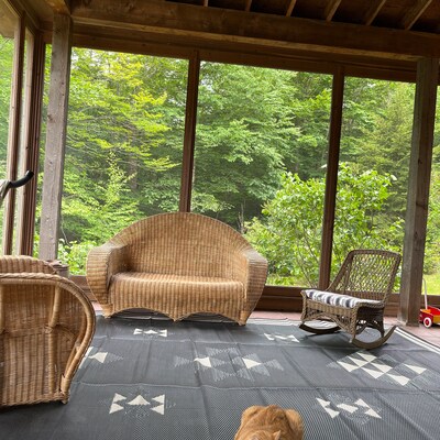 Recycled Reversible Waterproof RV Rug 9 X 12 Black and Tan Doeskin ...