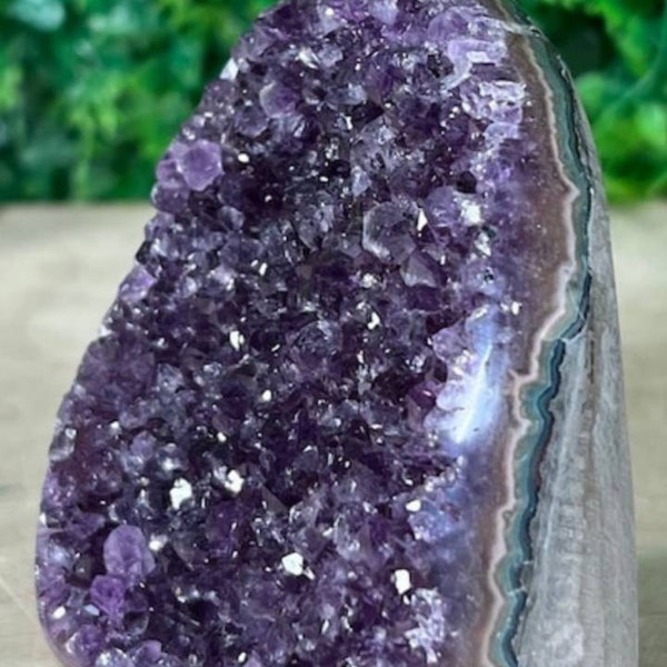 A628 Natural Amethyst Heart Sparkly Druzy Deep Purple Crystal Quartz W/stand AAA Grade Amethyst ...