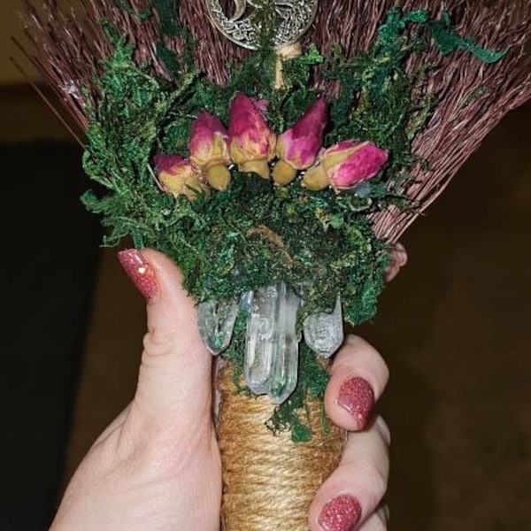 Altar Besom, Witches Besom, Celtic Witch Broom, Altar Broom, Cinnamon Broom, Crystal Witch Broom ...