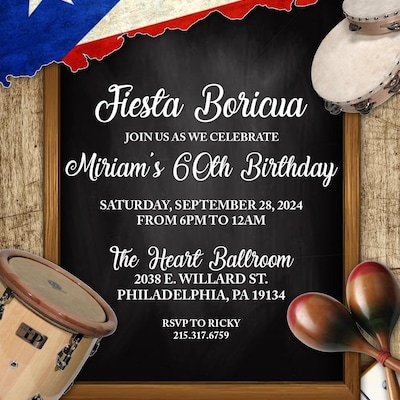 Boricua Party Hispanic Party Puerto Rican Invite Fiesta Boricua ...