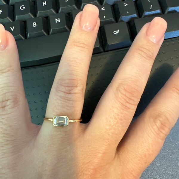 Baguette Ring, Rectangle Ring, Bezel Set Ring, Bezel Set Engagement ...