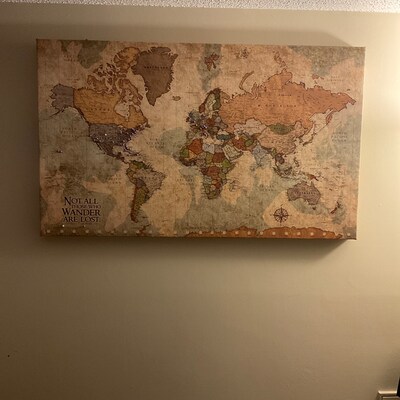 Push Pin Travel Map of World, Customized Map One Panel Pin Board ...