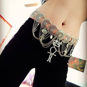 Egyptian Lemurian Ankh Hip Chain Belt Egyptian Belt Occult Goth Gothic ...