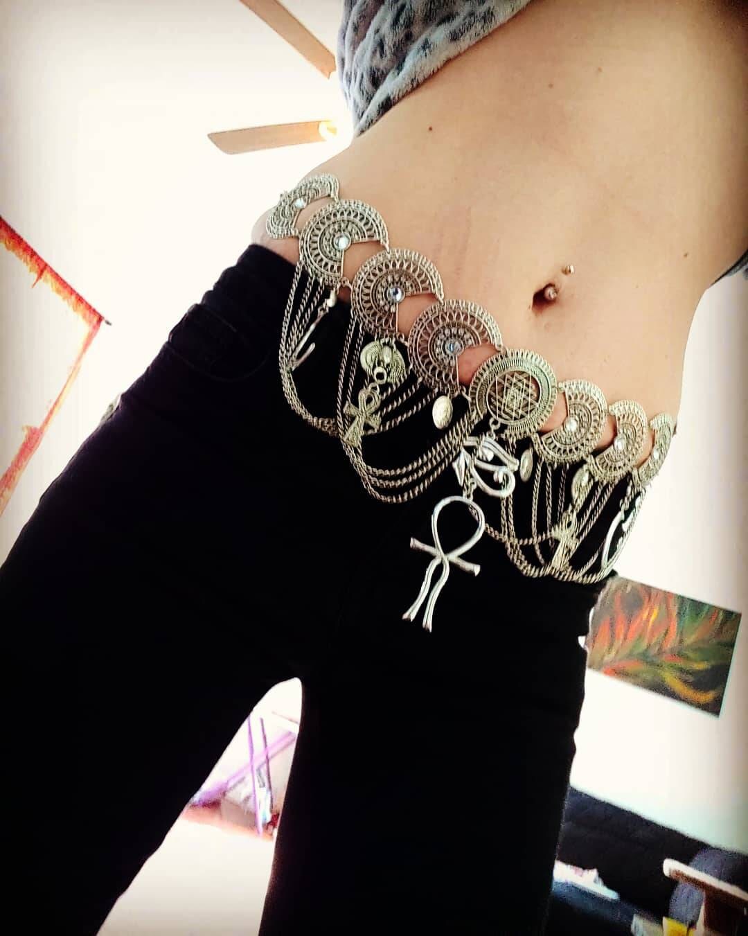 Egyptian Lemurian Ankh Hip Chain Belt