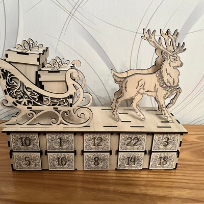 Fichier calendrier avent coupe laser DXF Noel, calendar avent - Etsy France