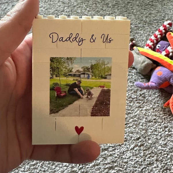 Personalised Daddy & Me LEGO® Brick Photo Block, Gift for Dad, White ...