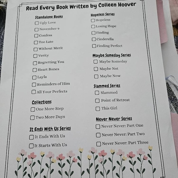 Colleen Hoover Checklist | Colleen Hoover Book Checklist | Colleen ...