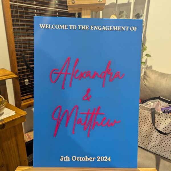 Wavy Whimsical Design Welcome Sign Semi Custom Acrylic Signage Wedding ...